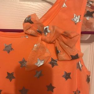Dresses | Adorable Orange Dress With Metallic Silver Stars | Poshmark